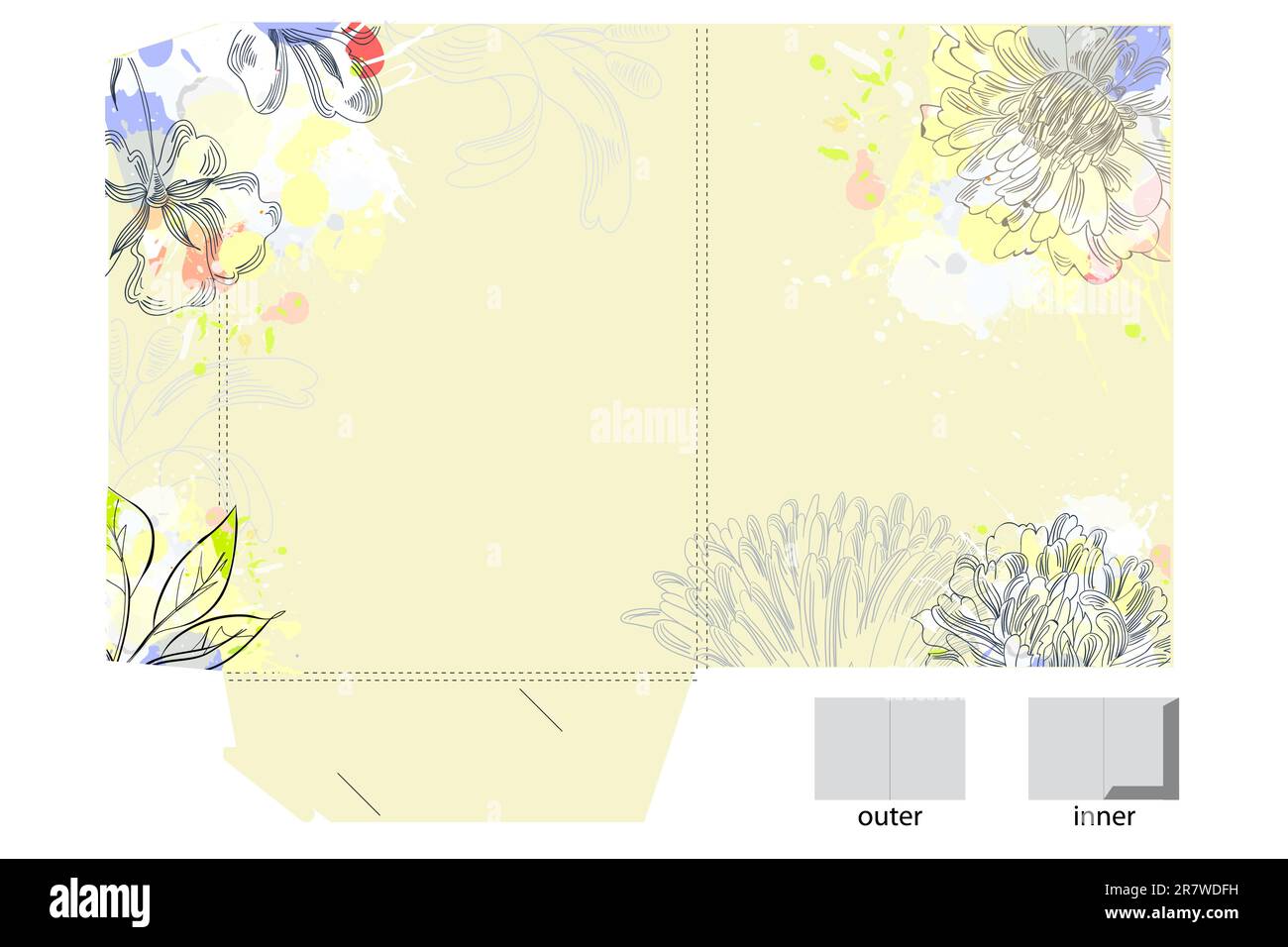 Template for folder with flowers Stock Vector Image & Art - Alamy