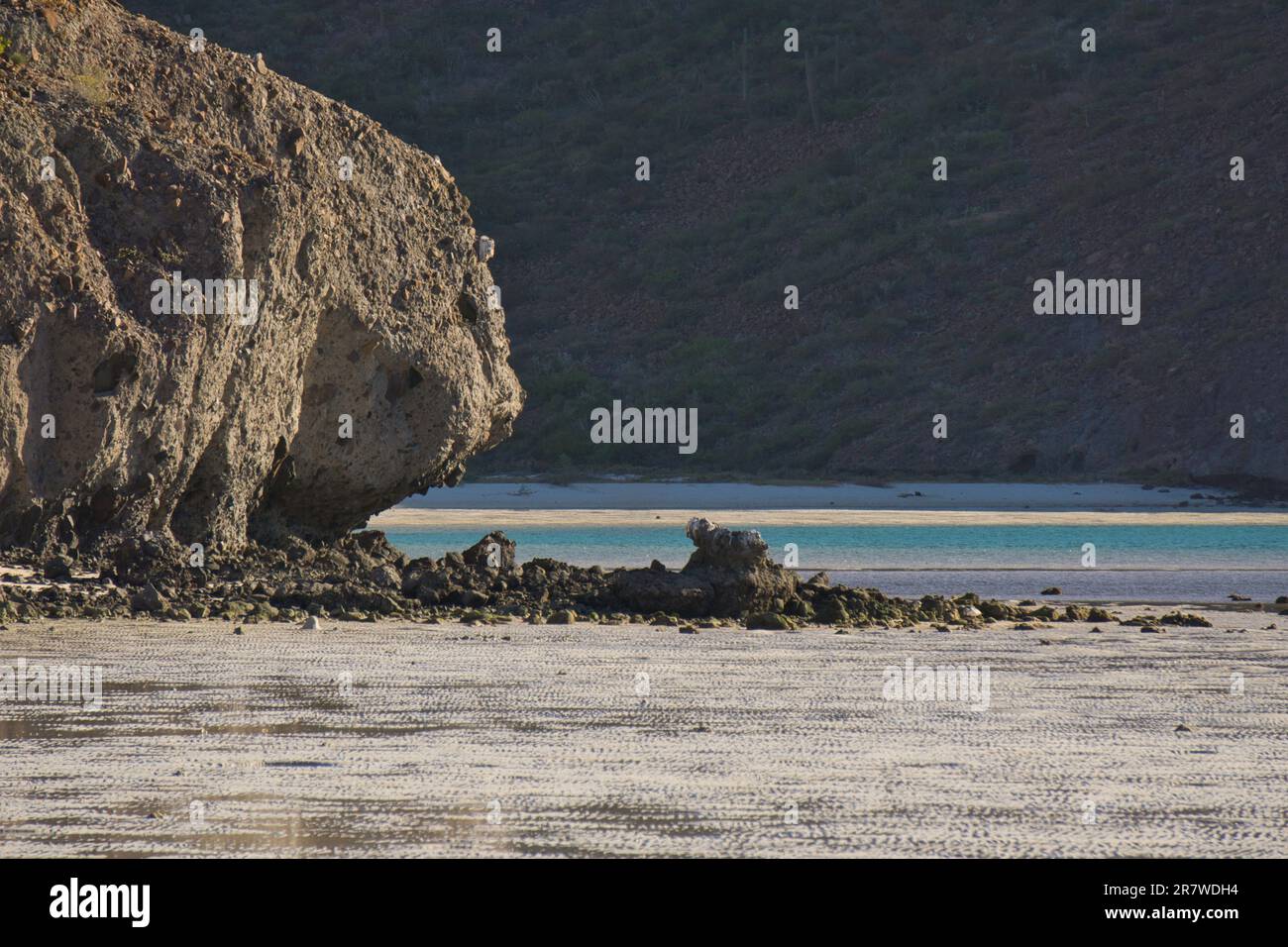 A massive rock formation on Balandra beach. La Paz, Mexico Stock Photo ...