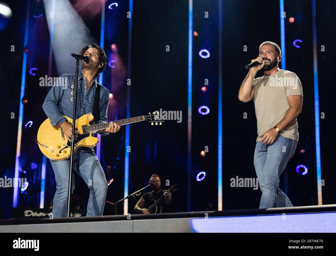 Dan + Shay perform during day 1 of the CMA Fest at Nissan Stadium on Thursday, June 8, 2023, in ...