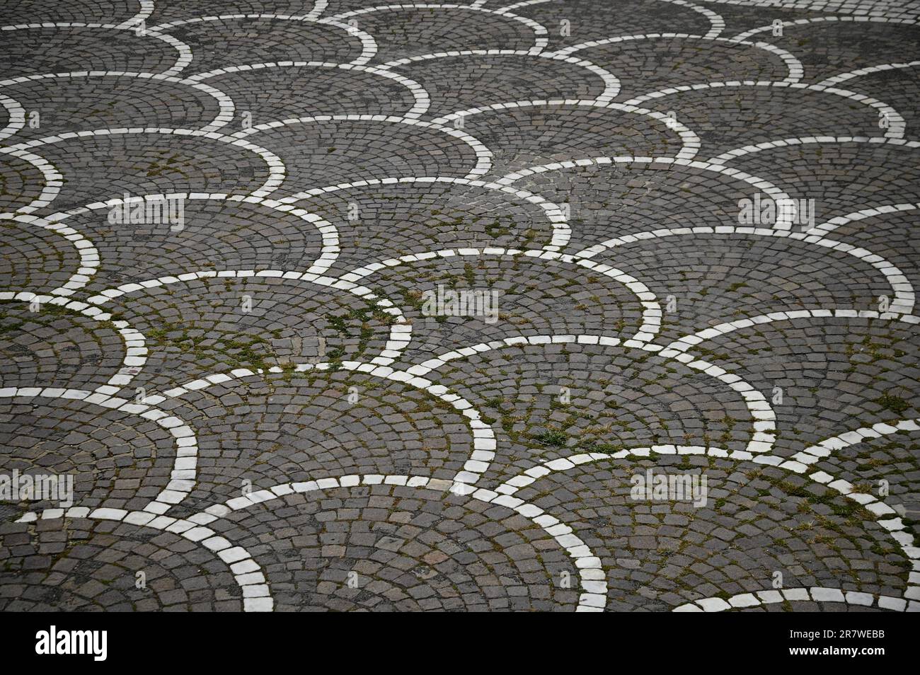 Antique handcrafted cobblestone pavement in Piazza Armerina Sicily ...