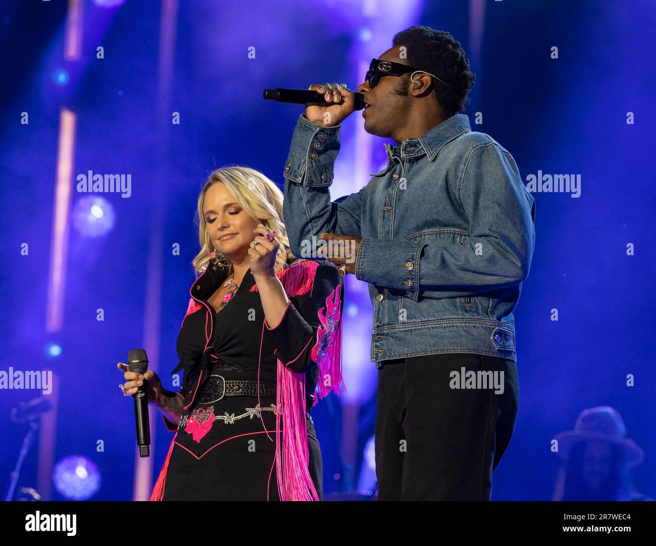 Miranda Lambert and Leon Bridges perform during day 2 of the CMA Fest ...