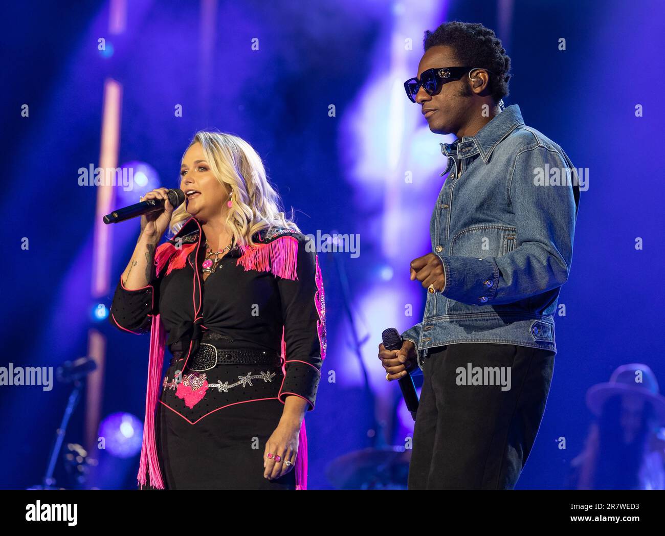 Miranda Lambert and Leon Bridges perform during day 2 of the CMA Fest ...