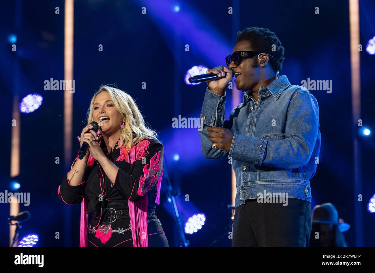 Miranda Lambert and Leon Bridges perform during day 2 of the CMA Fest ...