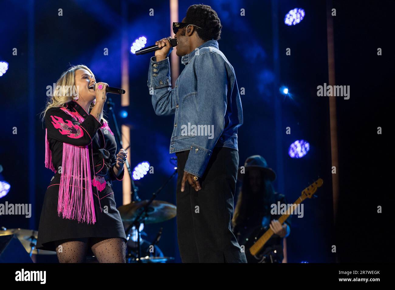 Miranda Lambert and Leon Bridges perform during day 2 of the CMA Fest ...