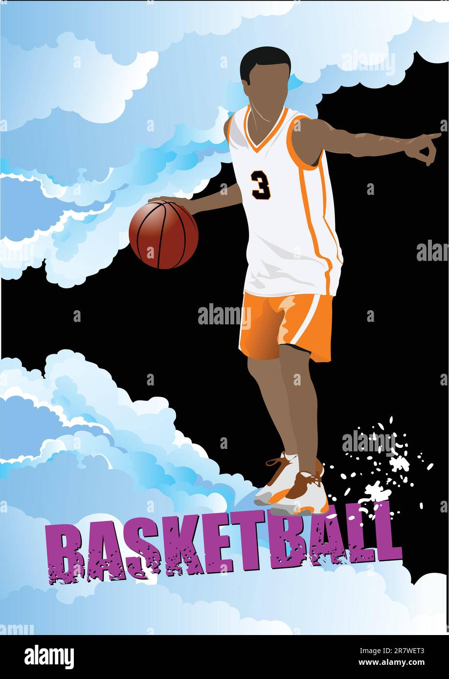 Basketball players poster. Colored Vector illustration for designers ...