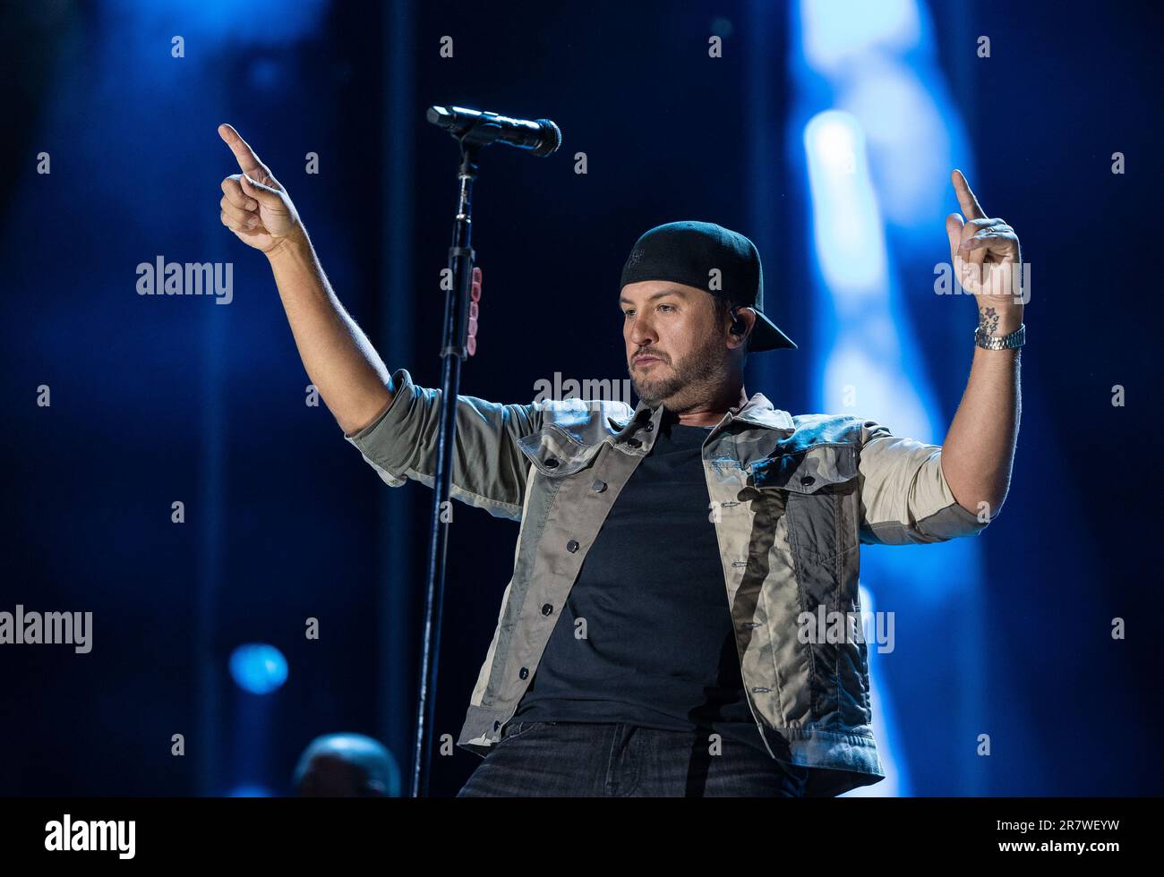 Luke Bryan performs during day 4 of the CMA Fest at Nissan Stadium on ...