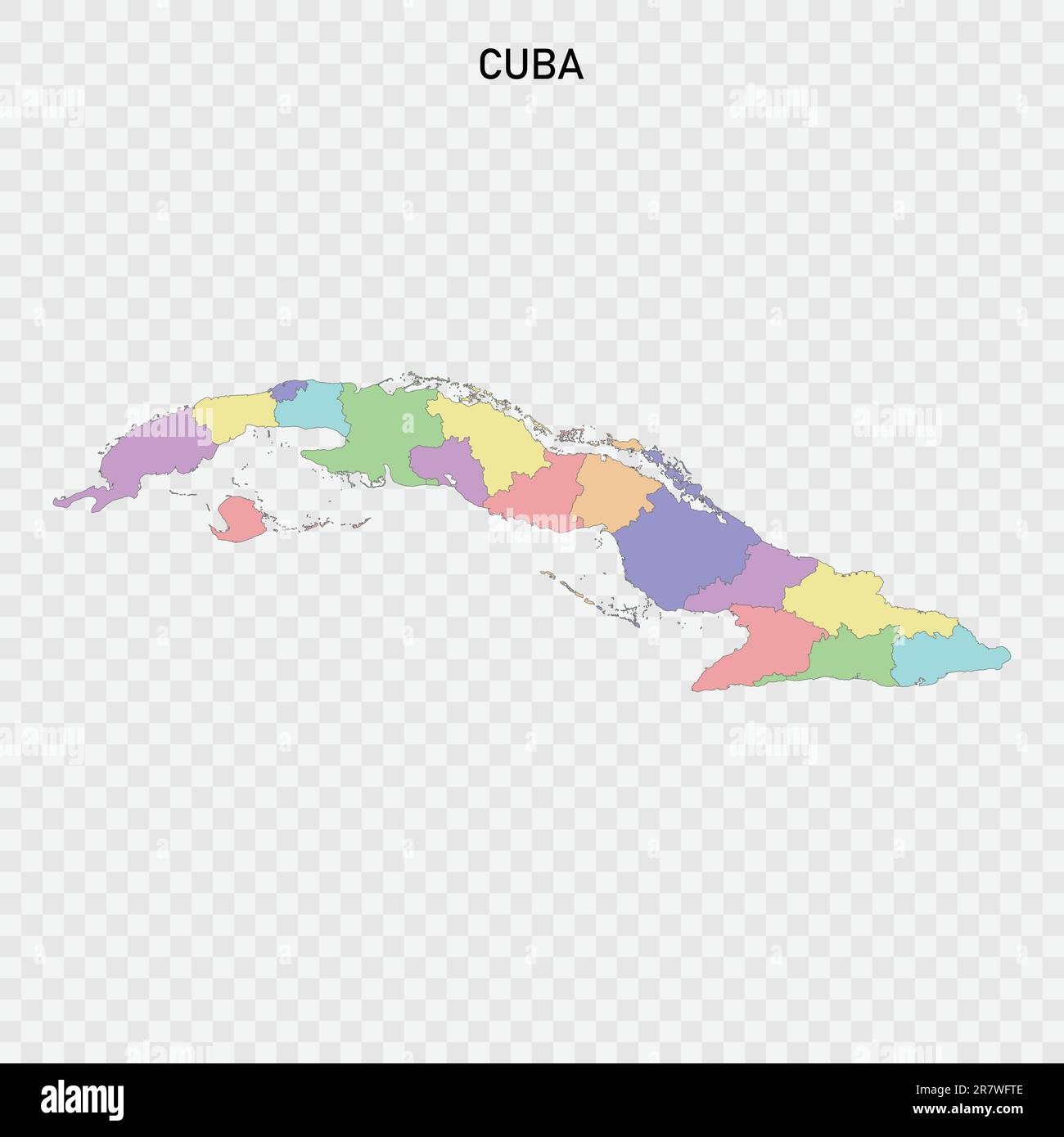 Isolated colored map of Cuba with borders of the regions Stock Vector ...
