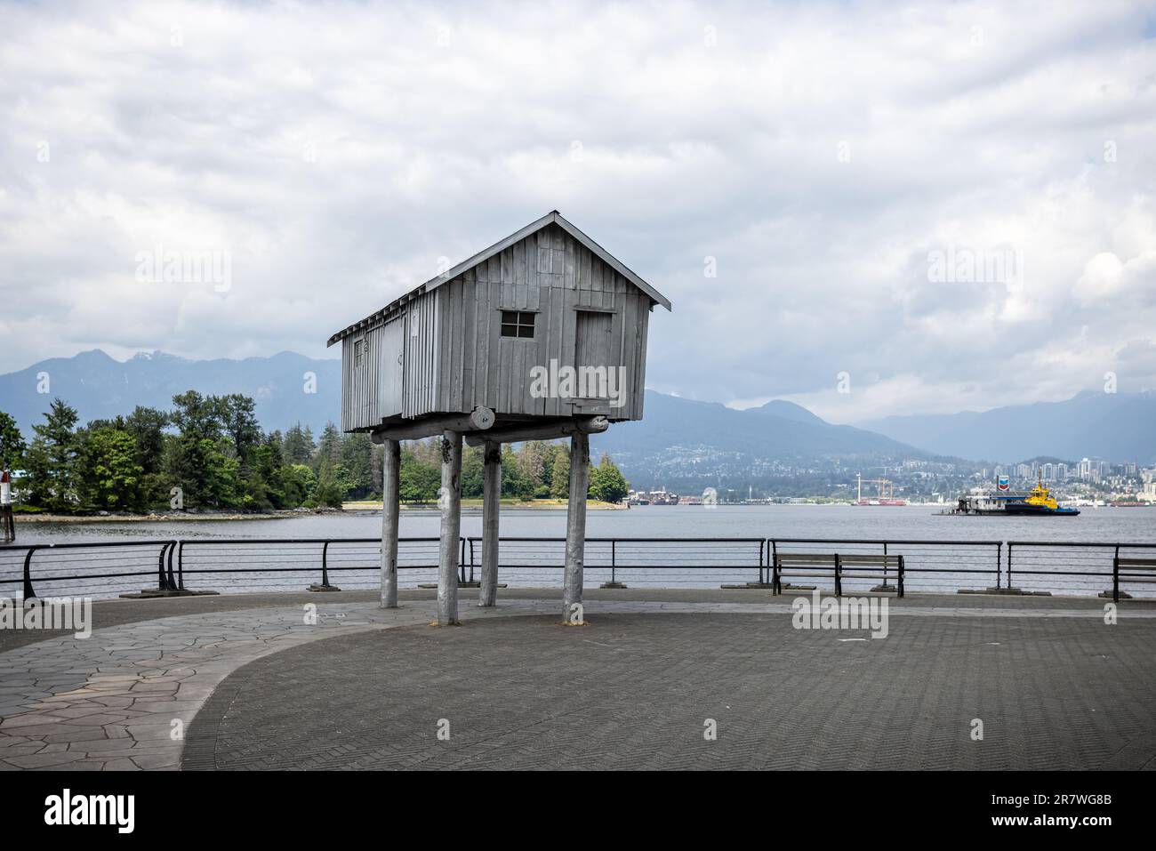 Sculpture of old Waterfront shed on waterfront in Vancouver, British ...