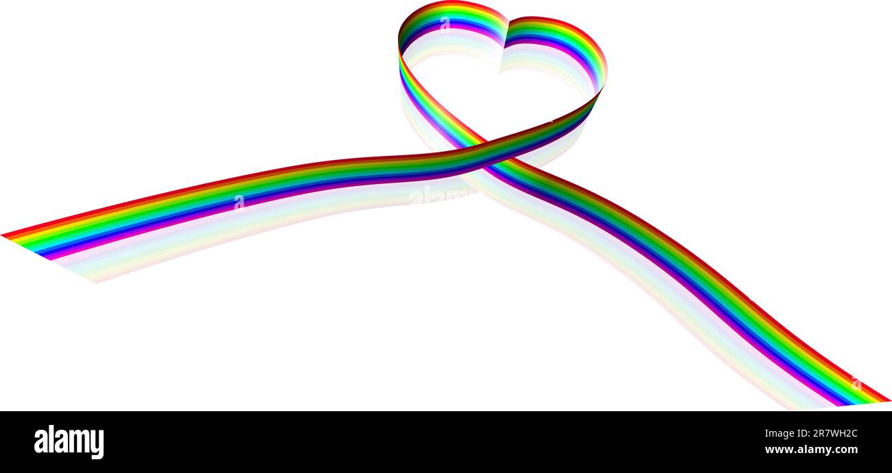 Illustration of a rainbow coloured ribbon forming a heart shape Stock ...