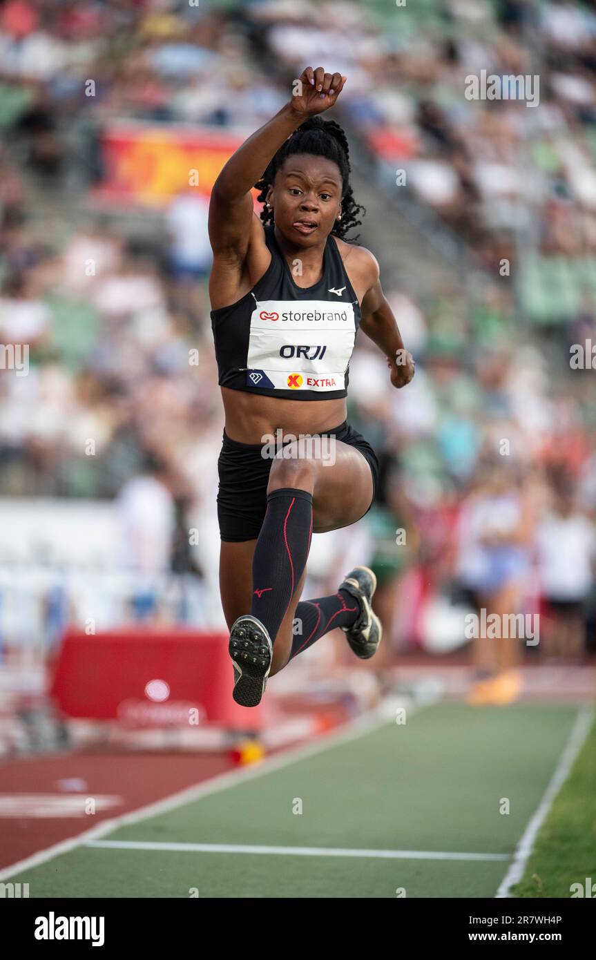 Keturah Orji competing in the women’s triple jump at the Oslo Bislett ...