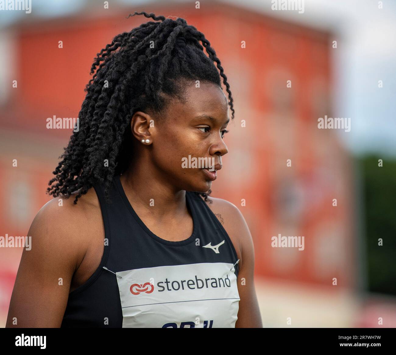 Keturah Orji competing in the women’s triple jump at the Oslo Bislett ...