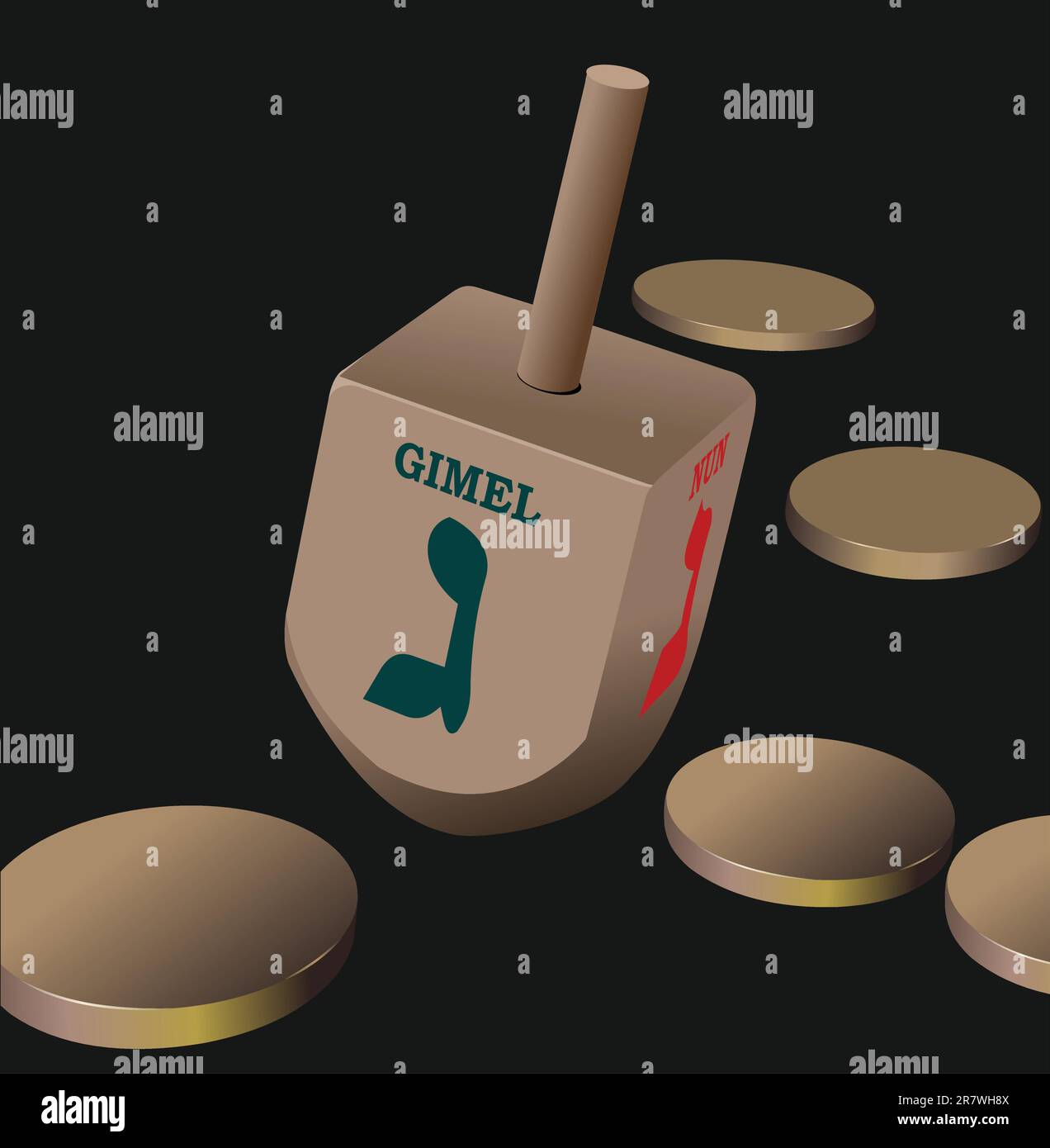 Dreidel as element of Hanukkah festival. Vector Stock Vector Image ...