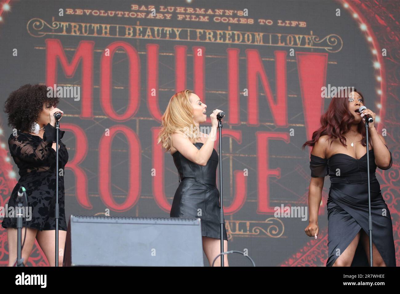 The cast of the musical Moulin Rouge perform live on stage at West End ...