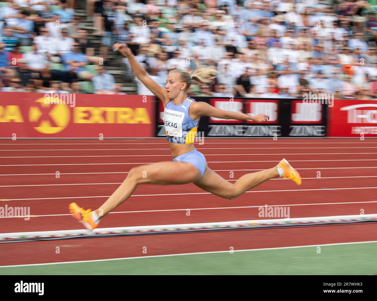 Maja Åskag of Sweden competing in the women’s triple jump at the Oslo ...