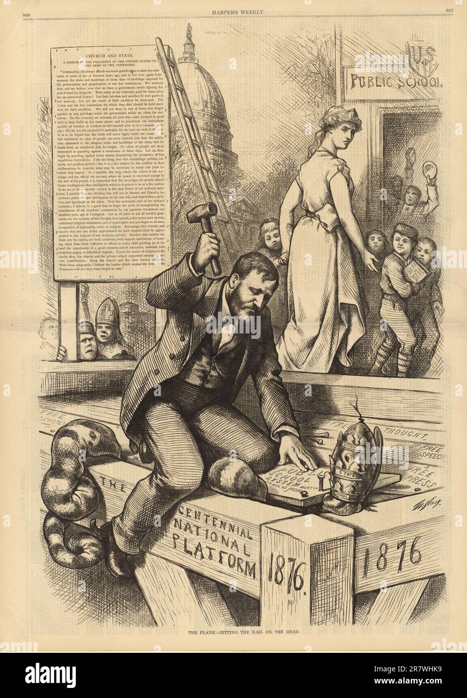 The Plank - Hitting the Nail on the Head 1875 Stock Photo - Alamy