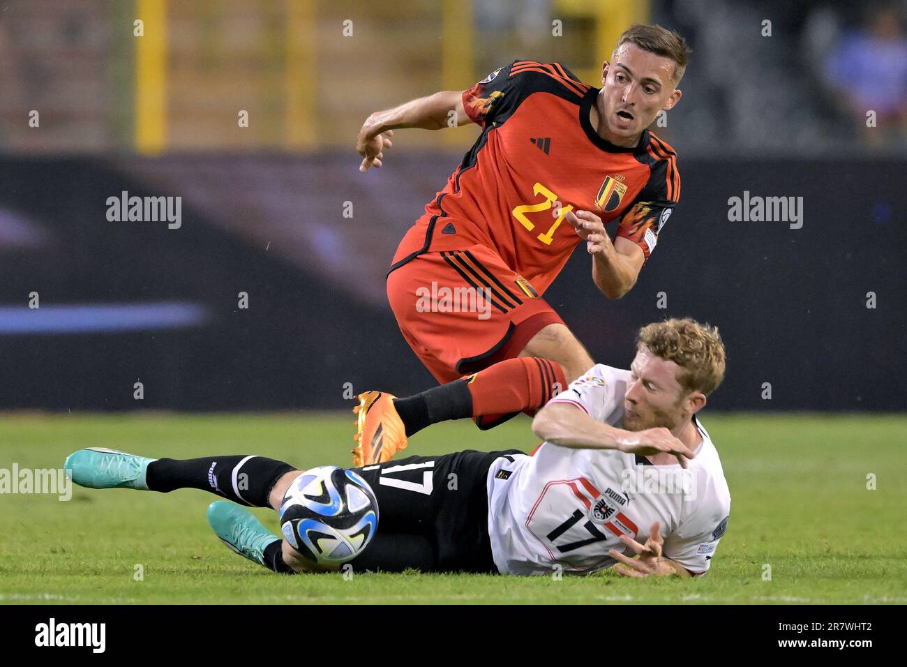BRUSSELS - (lr) Timothy Castagne of Belgium, Florian Kainz of Austria ...