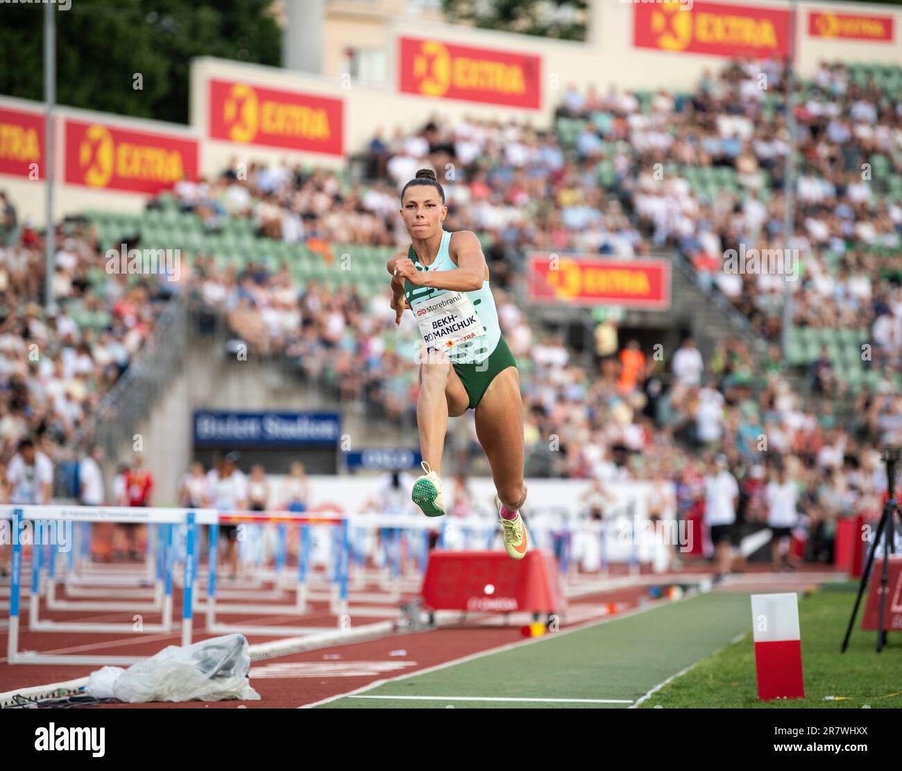 Maryna Bekh-Romanchuk of Ukraine competing in the women’s triple jump ...