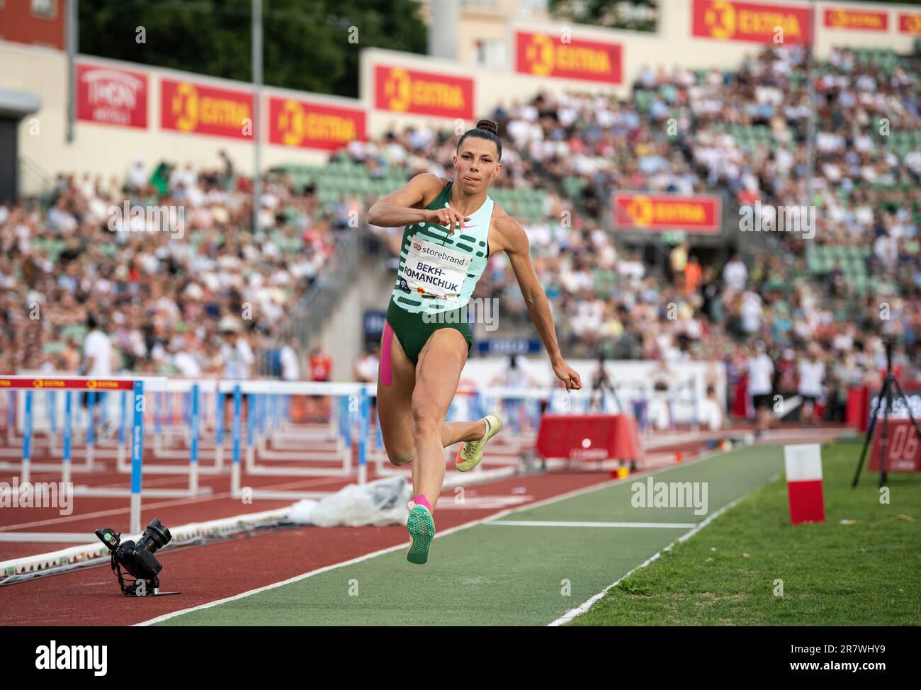 Maryna Bekh-Romanchuk of Ukraine competing in the women’s triple jump ...