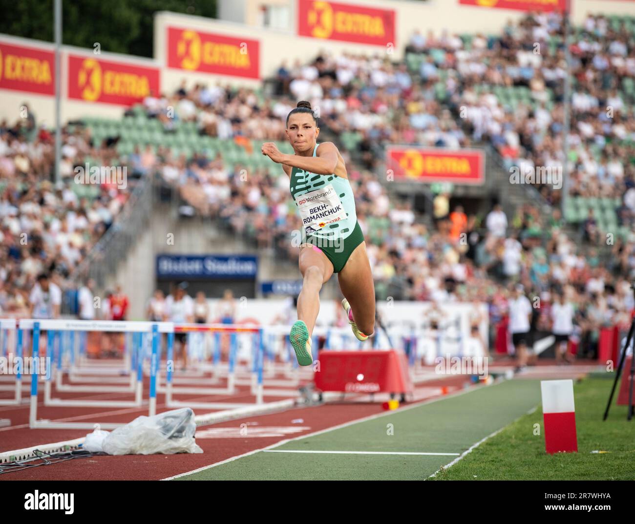 Maryna Bekh-Romanchuk of Ukraine competing in the women’s triple jump ...