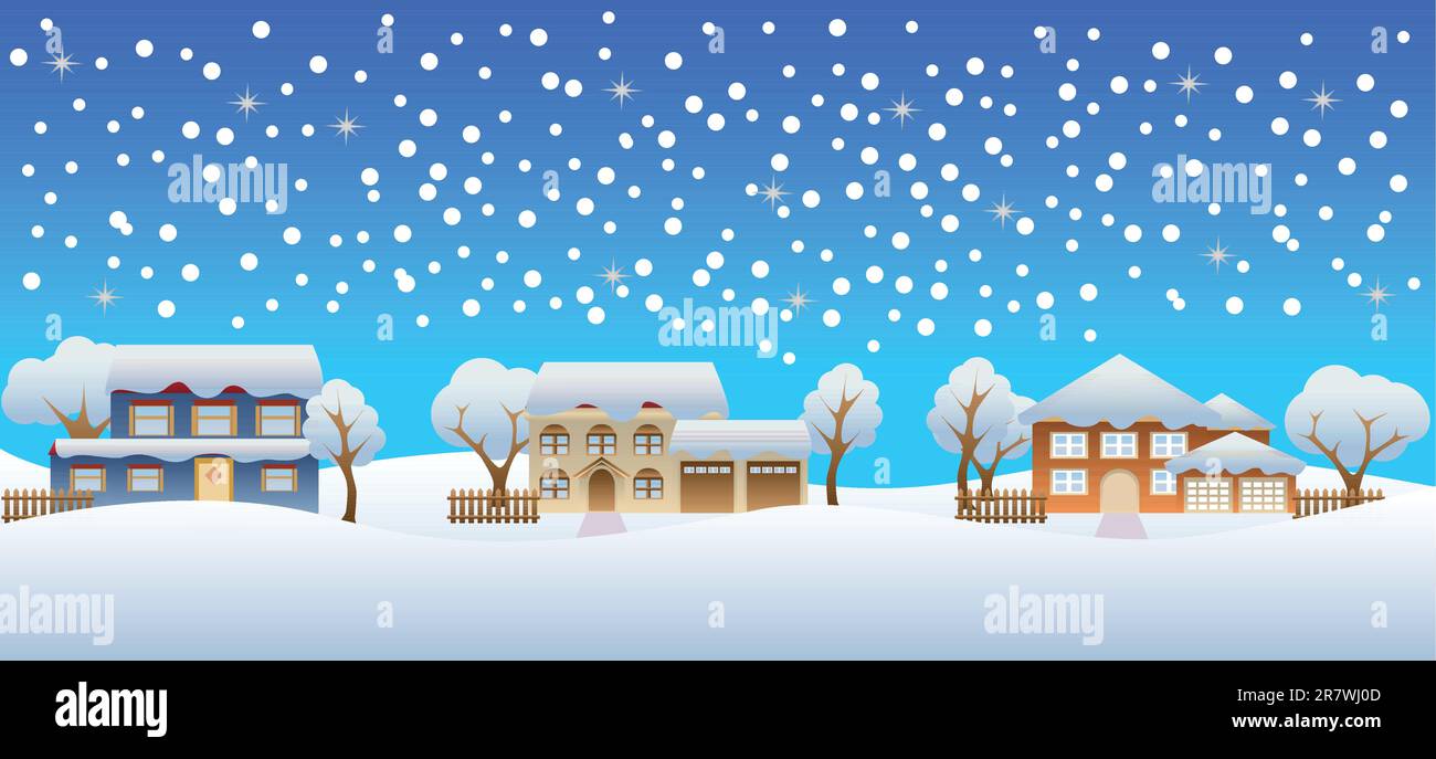 Neighborhood in winter Stock Vector Images - Alamy