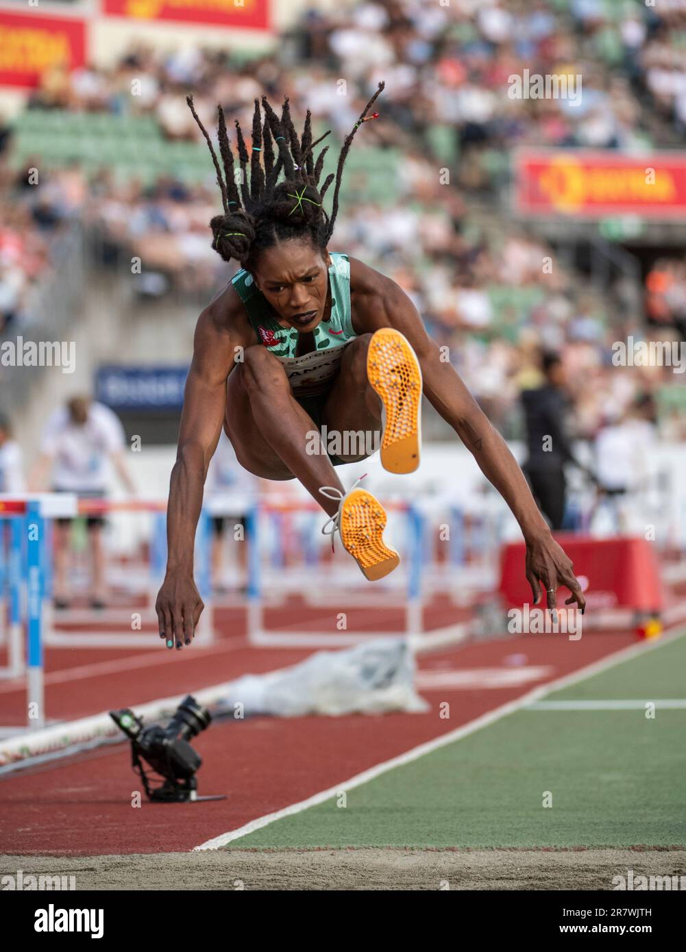 Tori Franklin of the USA competing in the women’s triple jump at the ...