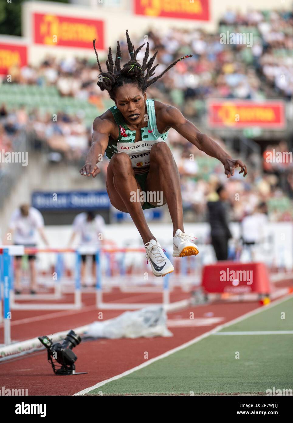 Tori Franklin of the USA competing in the women’s triple jump at the ...