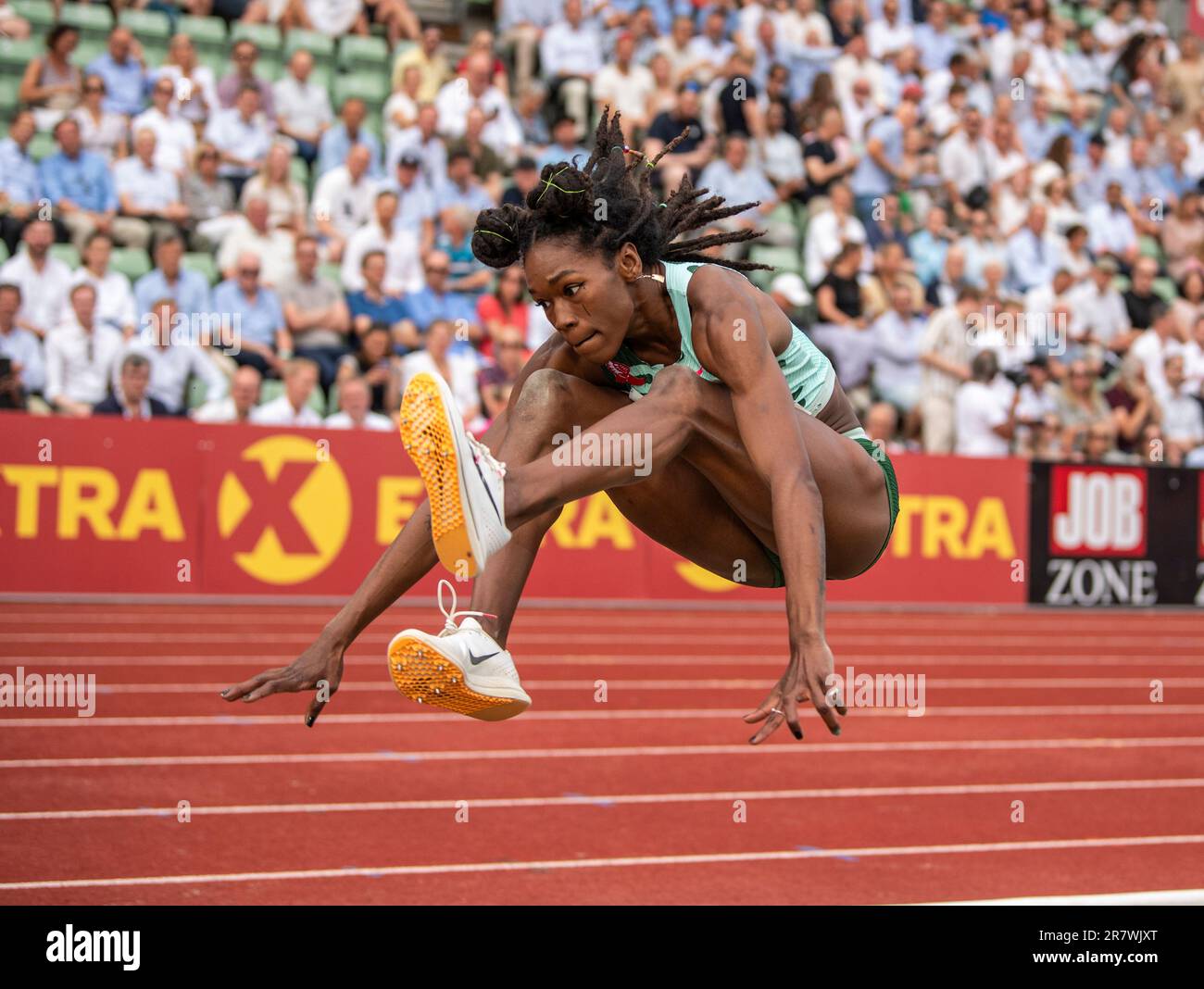 Tori Franklin of the USA competing in the women’s triple jump at the ...