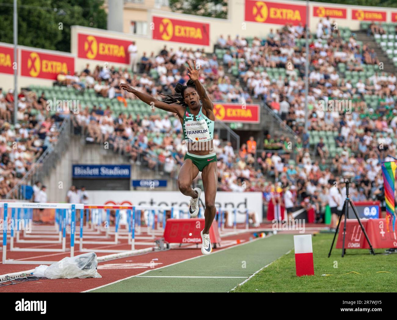 Tori Franklin of the USA competing in the women’s triple jump at the ...