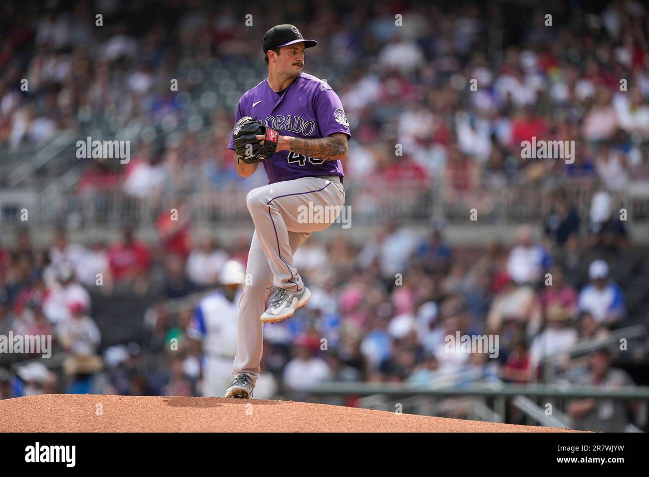 Colorado Rockies starting pitcher Connor Seabold (43) in the first ...
