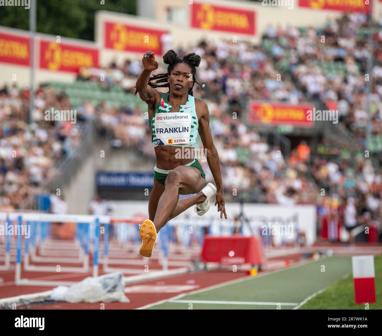 Tori Franklin of the USA competing in the women’s triple jump at the ...