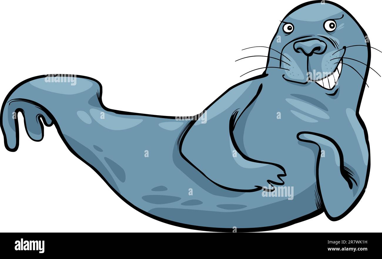 cartoon illustration of funny grey seal Stock Vector Image & Art - Alamy