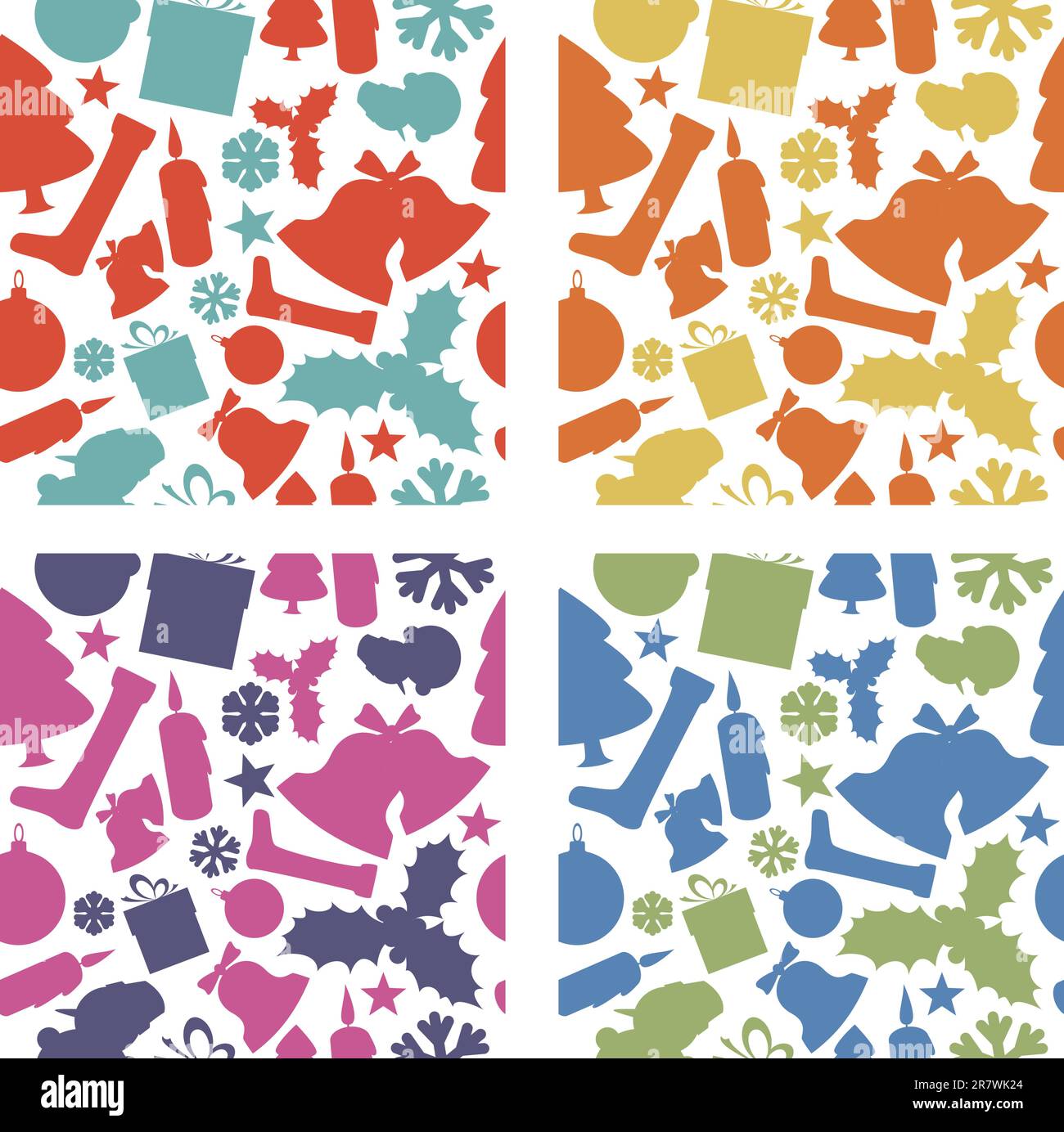 Set of seamless vector christmas patterns from various shapes Stock ...