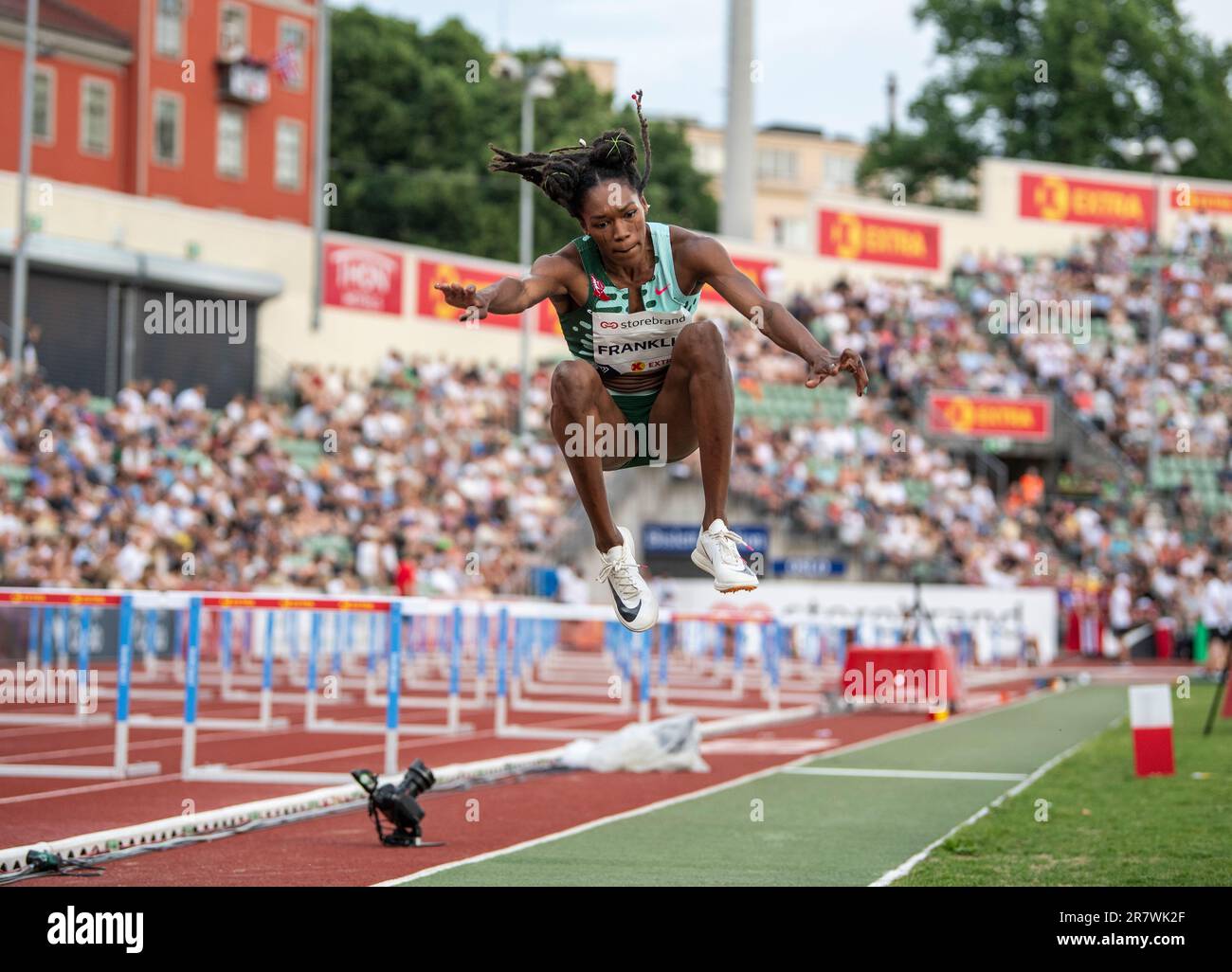 Tori Franklin of the USA competing in the women’s triple jump at the ...