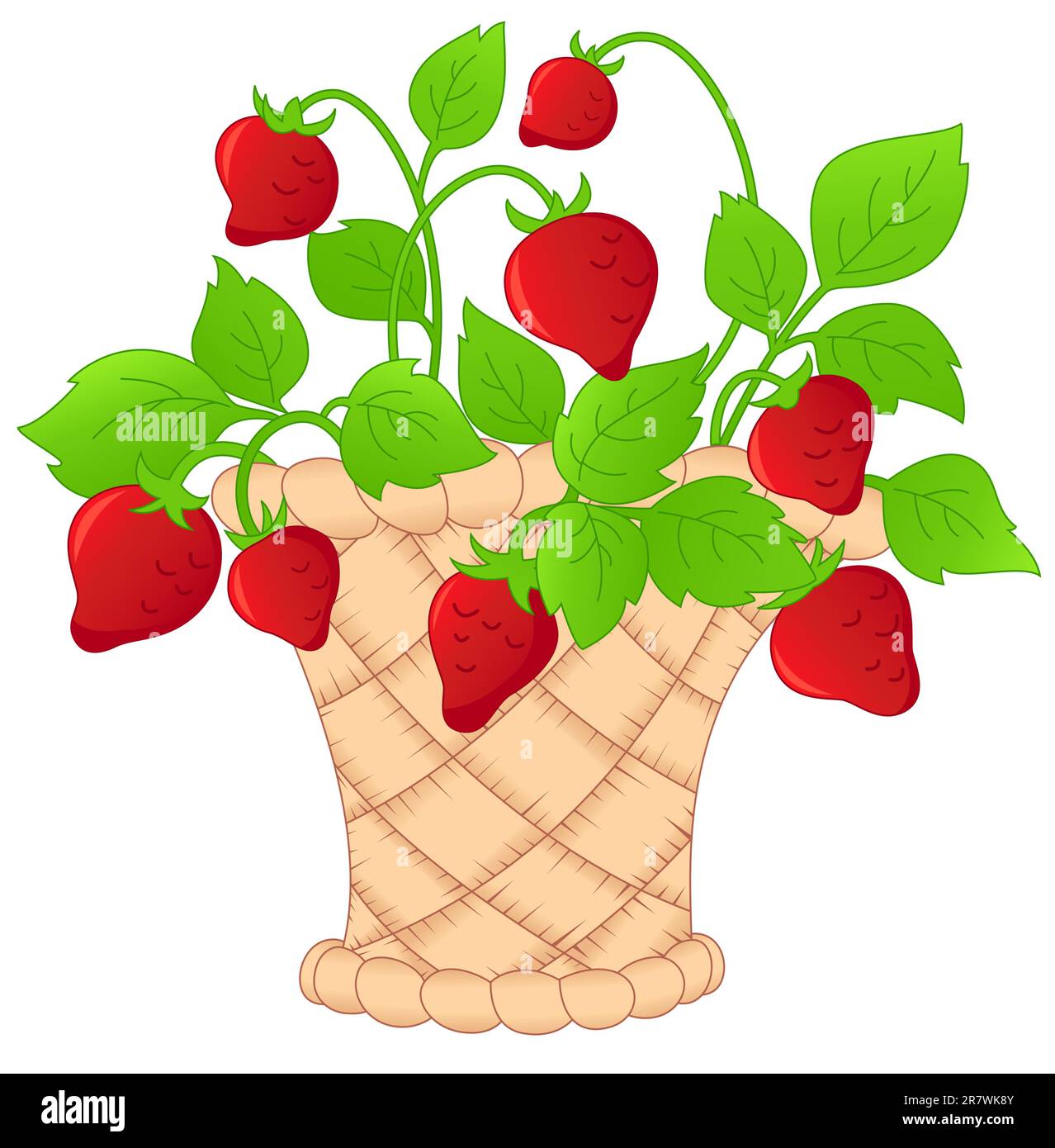 Vector Basket Of Ripe Strawberries Stock Vector Image And Art Alamy