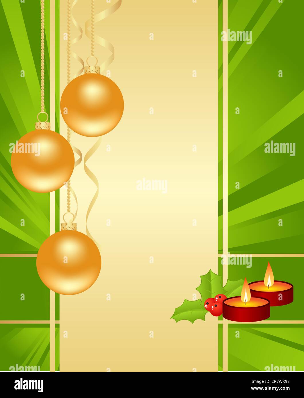 Green background with christmas decorations. Vector illustration Stock ...