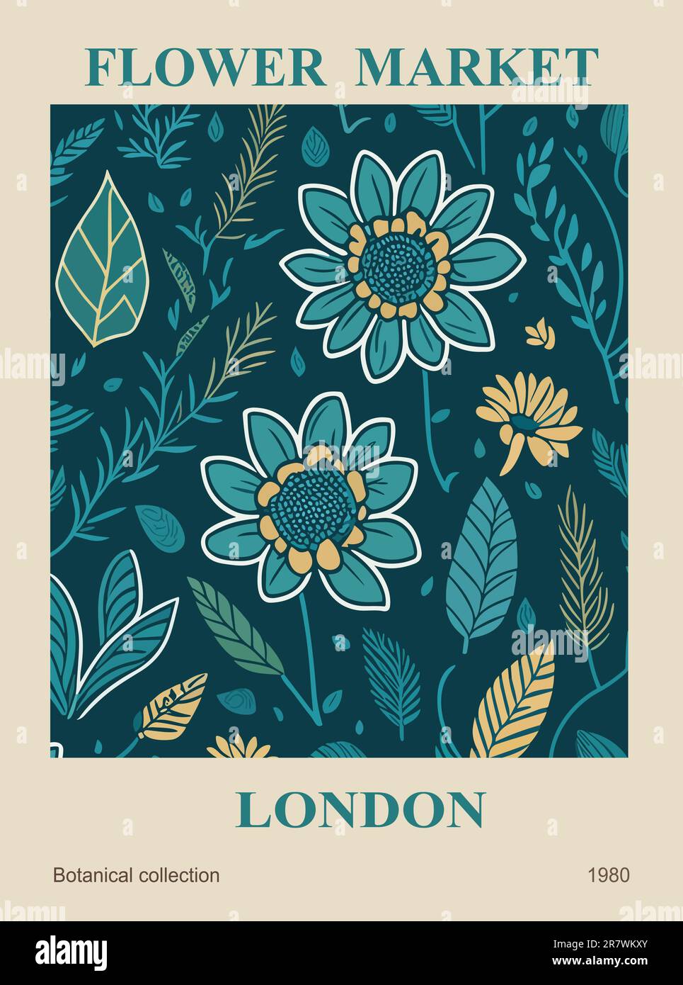 Abstract Flower Market London poster vector art Stock Vector Image ...