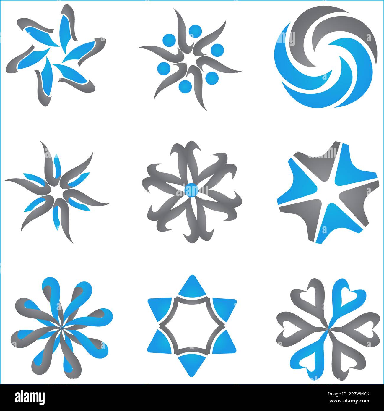 Set of nine abstract design elements in two colours Stock Vector Image ...