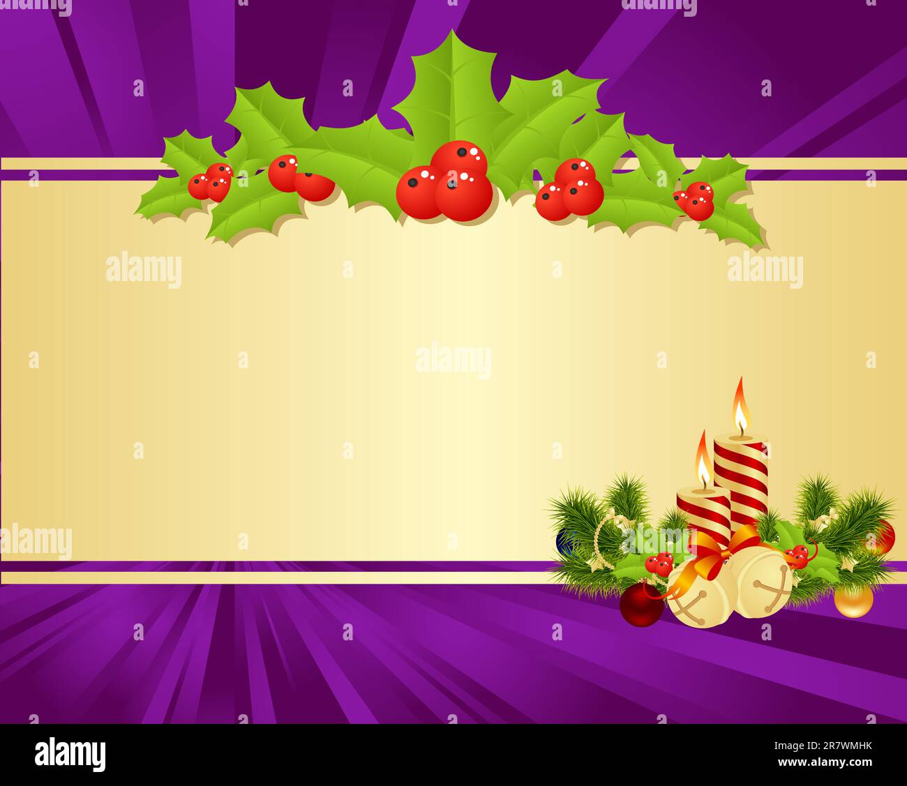 Violet background with christmas decorations. Vector illustration Stock ...