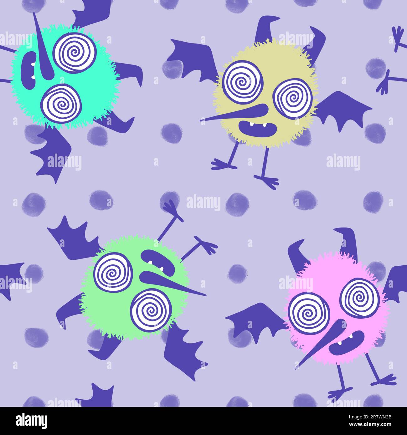 Halloween monsters birds seamless cartoon cute vampire pattern for ...