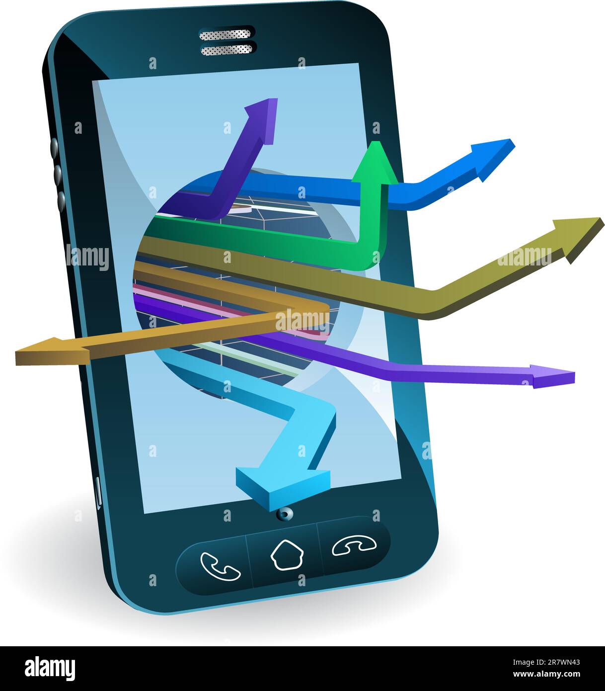 Phone with arrows coming out of screen. Technology concept Stock Vector ...