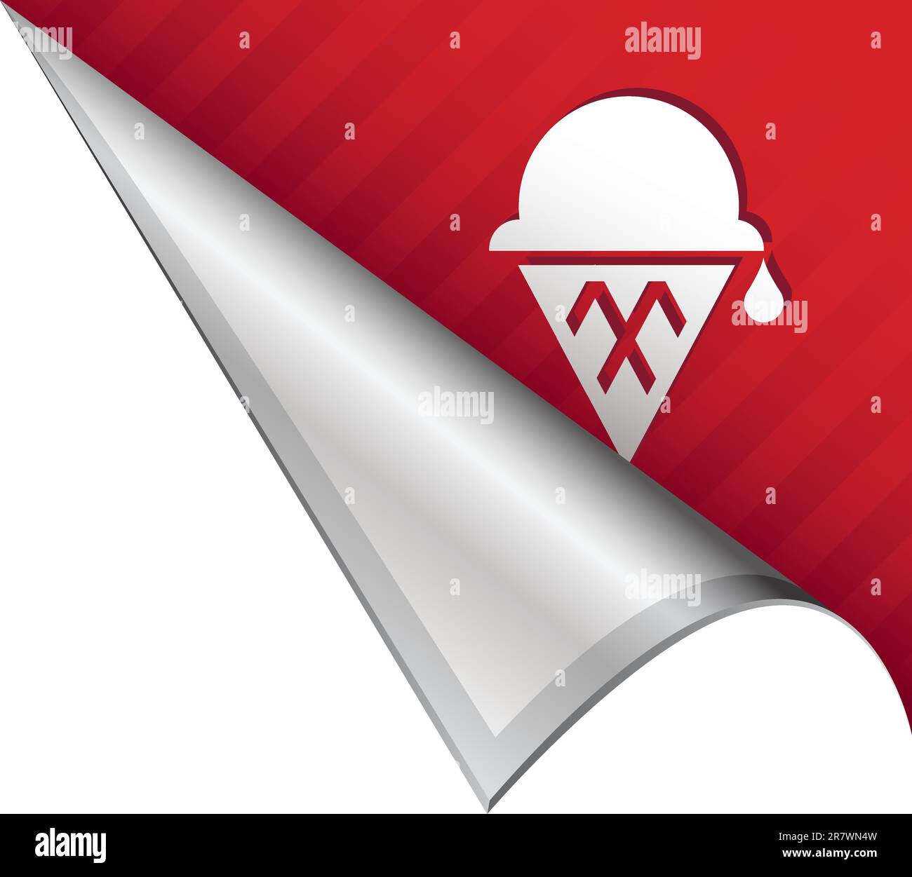 Ice cream cone icon on vector peeled corner tab suitable for use in ...