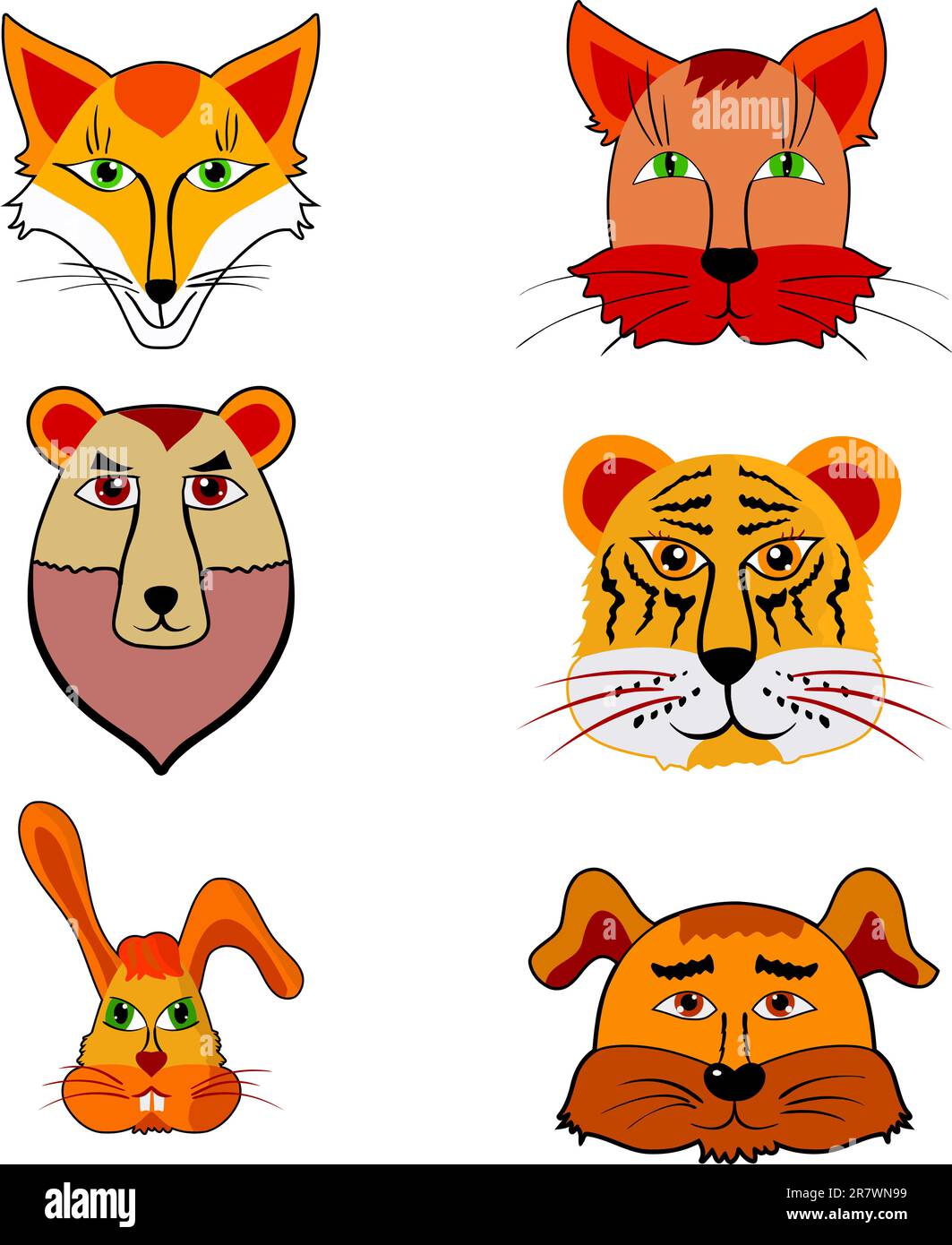 Set of cartoon illustration of different animals Stock Vector Image ...