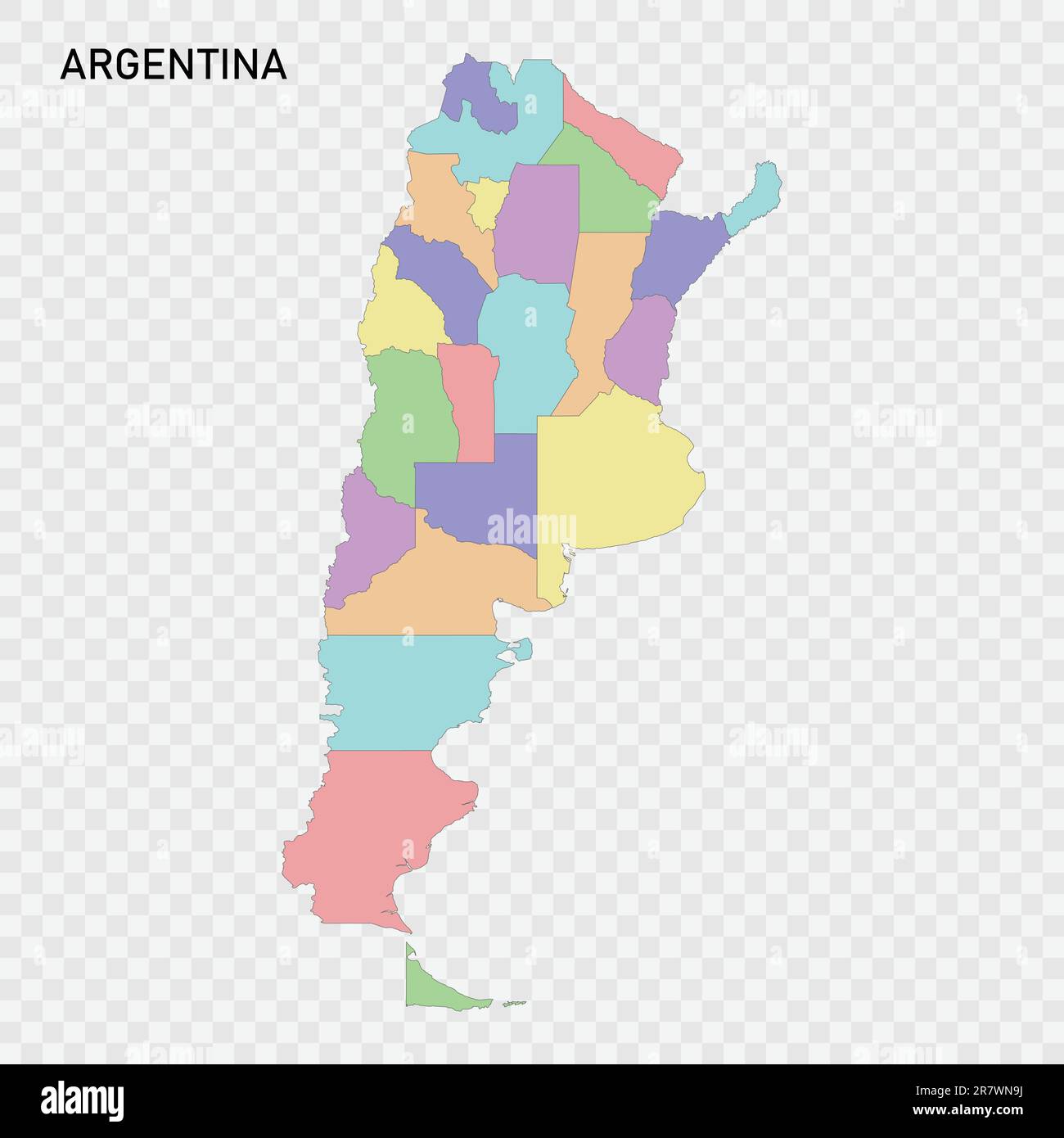Isolated colored map of Argentina with borders of the regions Stock ...