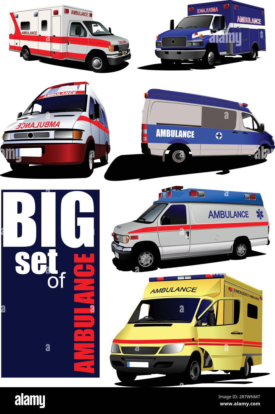 Big set of Modern ambulance va. Colored vector illustration Stock ...