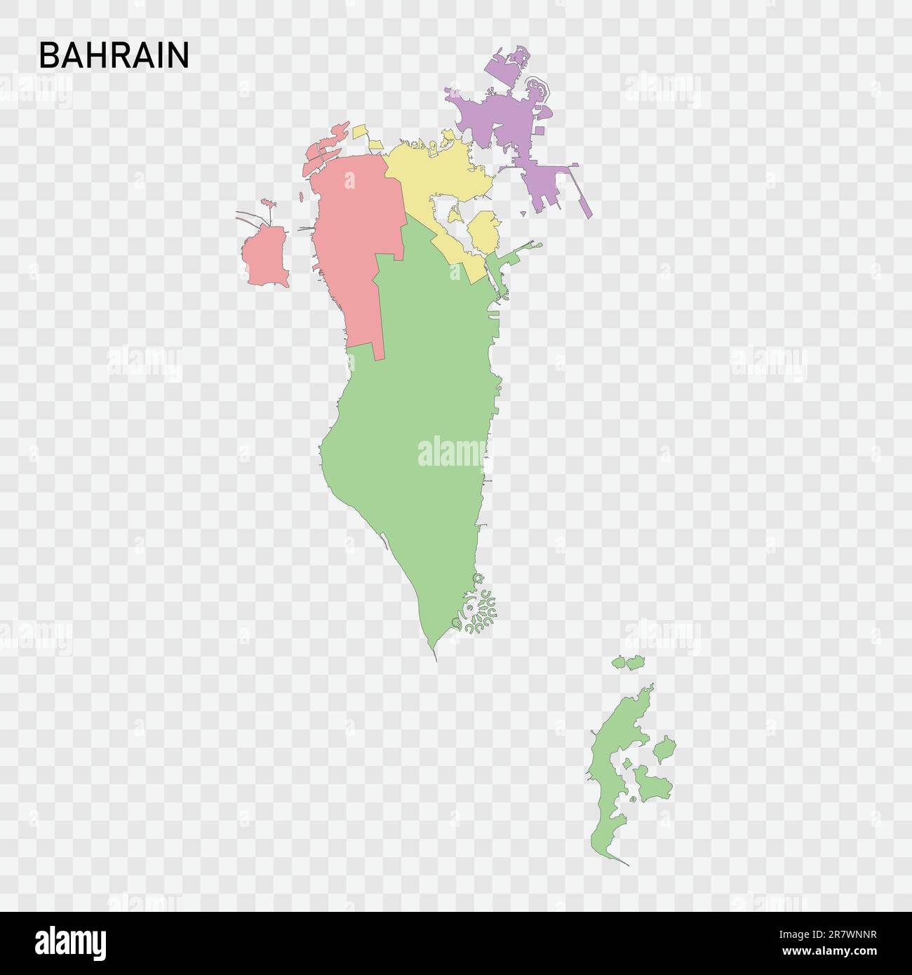 Isolated colored map of Bahrain with borders of the regions Stock ...