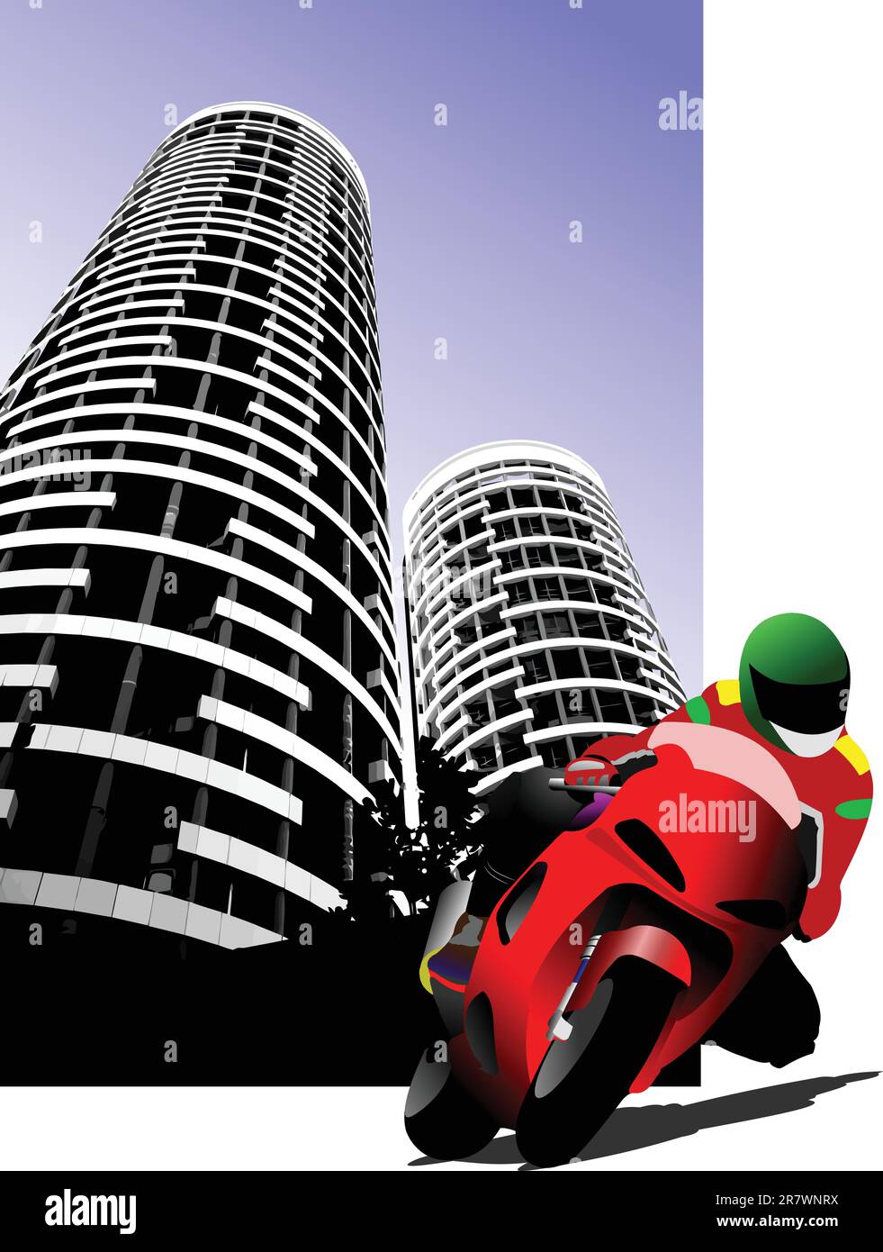 Biker on city background. Motorcycle. Vector illustration Stock Vector ...