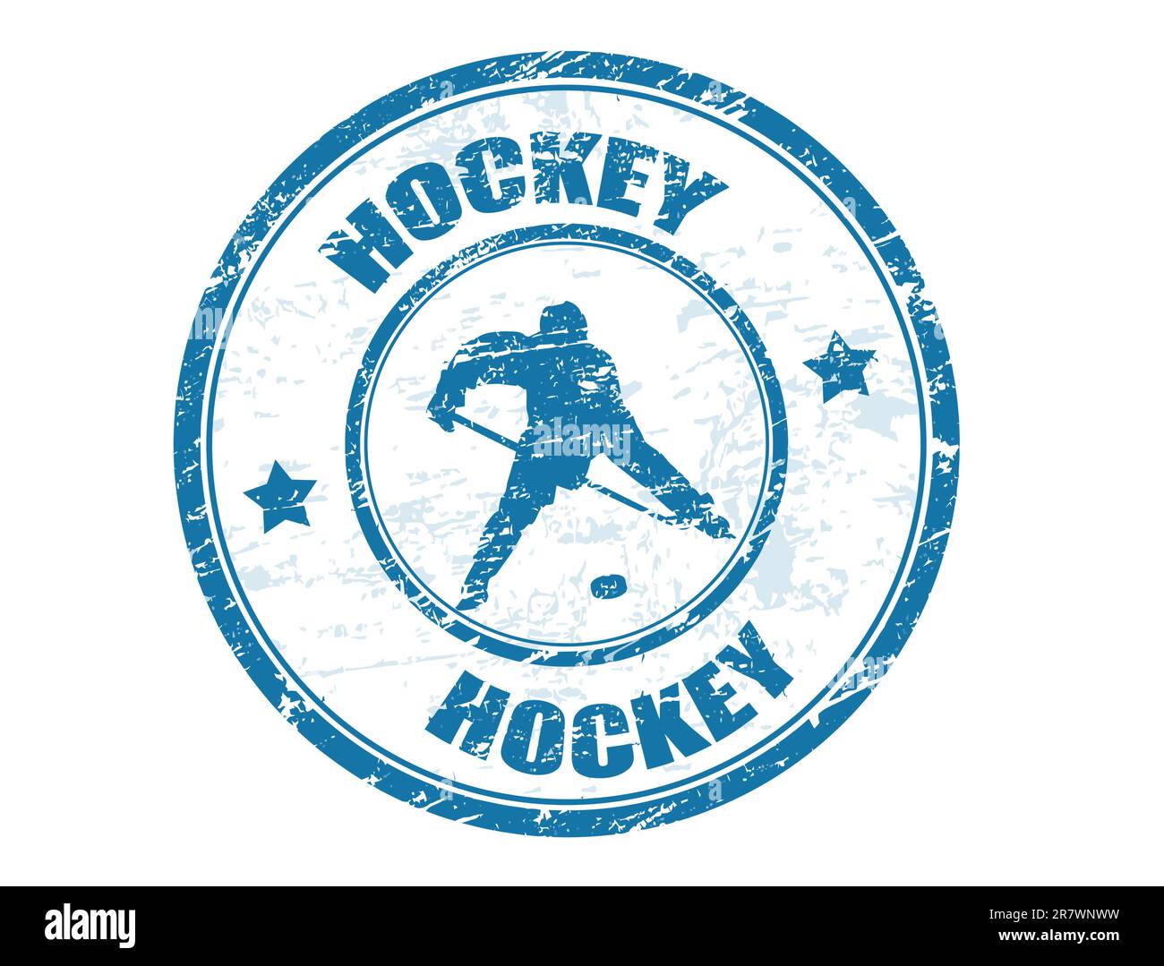 Grunge rubber stamp with shape player and the text hockey written ...