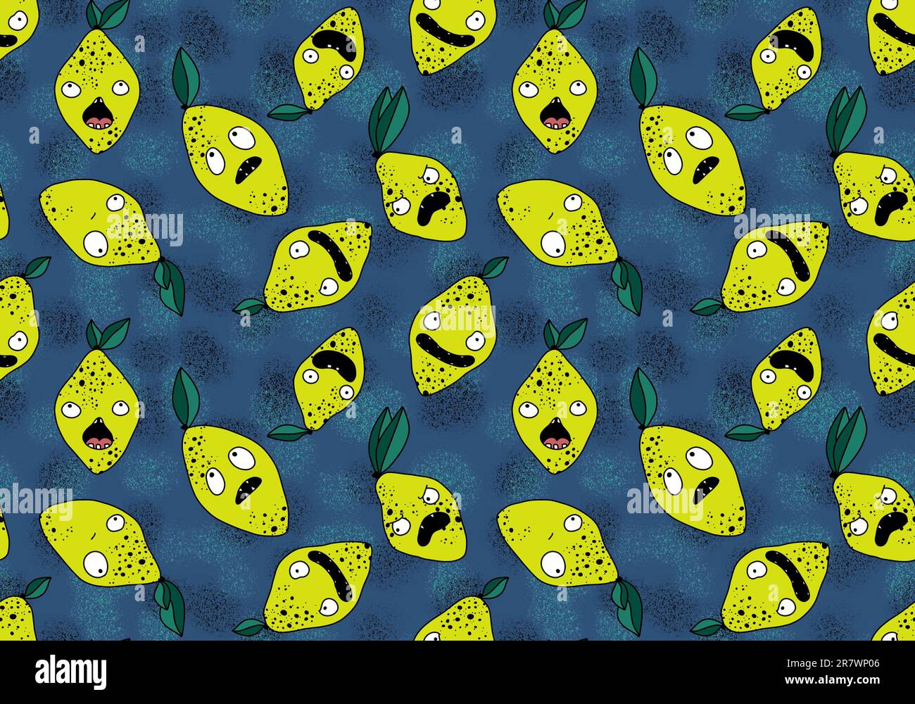 Summer cartoon fruit seamless monster lemon pattern for wrapping paper ...