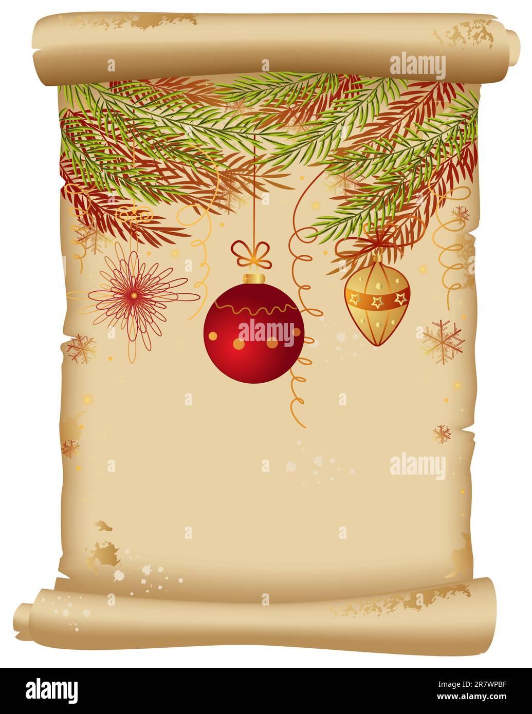 Background with Christmas tree on an old scroll Stock Vector Image ...