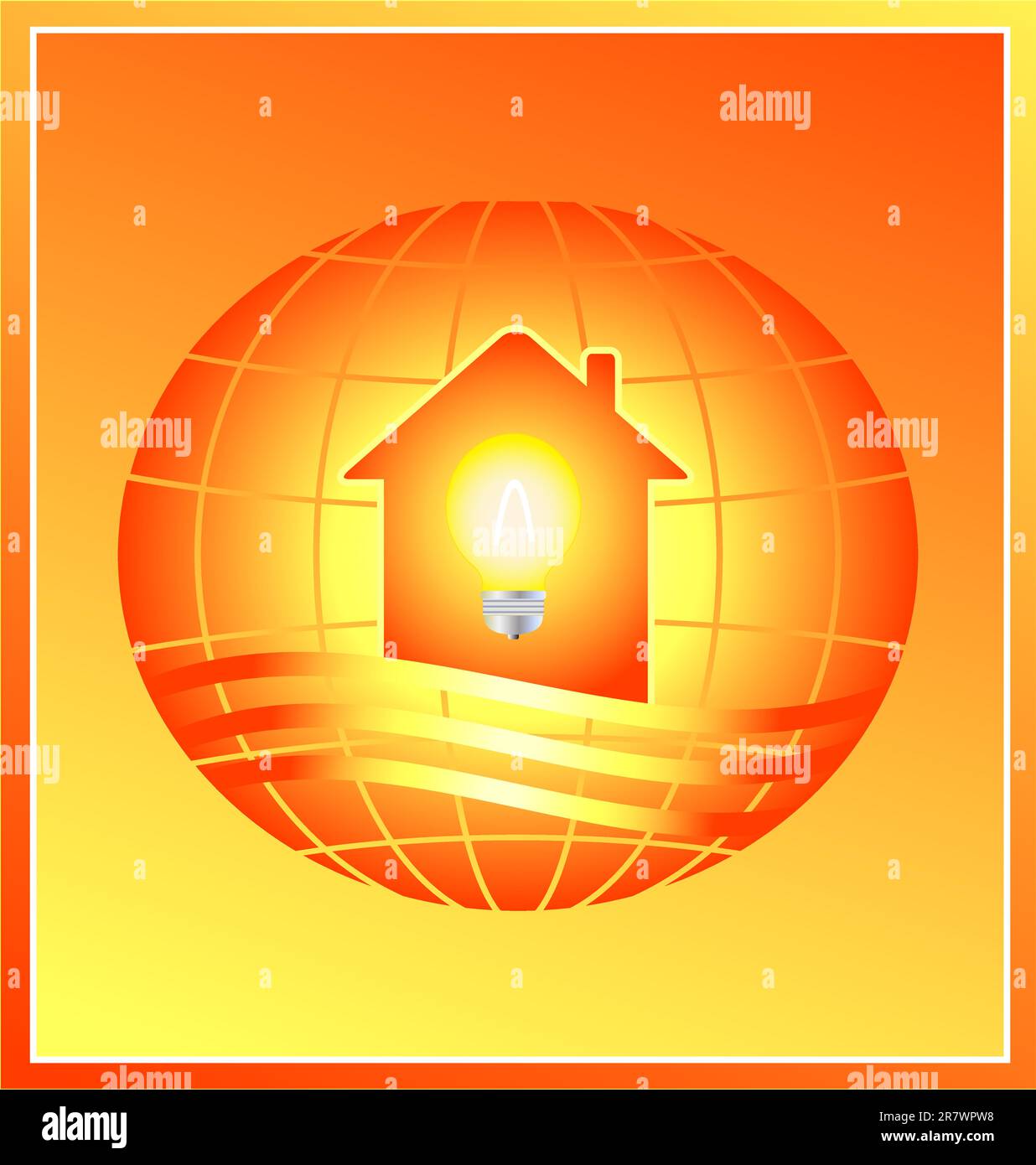 electricity sign in modern house silhouette on planet background Stock ...